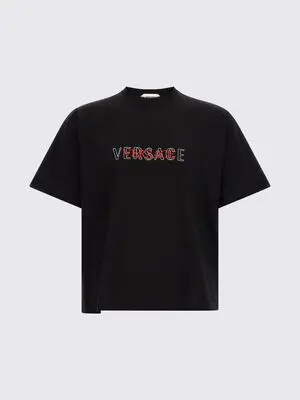 Versace Contrast Logo Front Cotton Crew-neck T-shirt