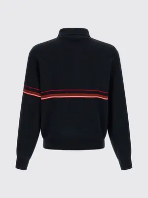 Versace Long-sleeved Knitted Cotton Polo Shirt With Contrast Logo