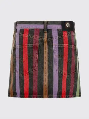 Versace Striped Cotton Denim Pencil Mini Skirt
