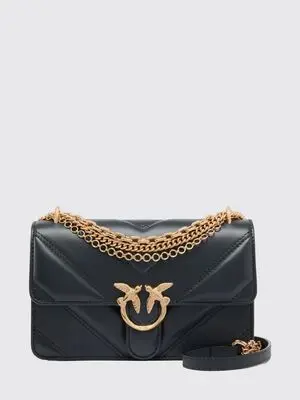 Pinko Quilted Leather Crossbody Bag - Grey
