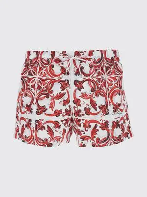 Dolce & Gabbana Majolica Print Boxer Swim Shorts With Logo Waistband - Burgundy