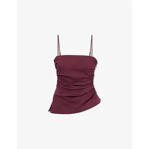 Simkhai Emerson Ruched Cotton-blend Bustier Top - Fig
