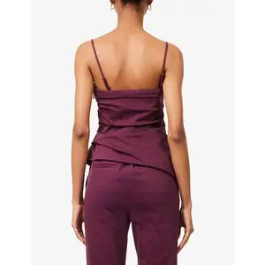Simkhai Emerson Ruched Cotton-blend Bustier Top - Fig