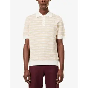 Casablanca Wordmark Short-sleeve Wool Polo Shirt - Camel