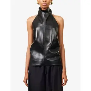 Khaite Halter-neck Leather Top
