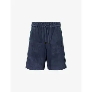 Casablanca Suede Shorts With Brand Print And Contrast Piping