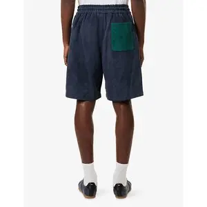 Casablanca Suede Shorts With Brand Print And Contrast Piping