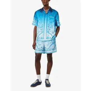 Casablanca Silk Shorts With All-over Print - Blue