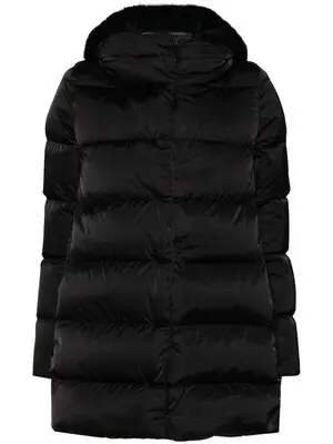 Herno Faux Fur Hooded Down Jacket - Black