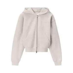 Alexander Wang Allover Hotfix Zip-up Hoodie 'light Heather - Grey