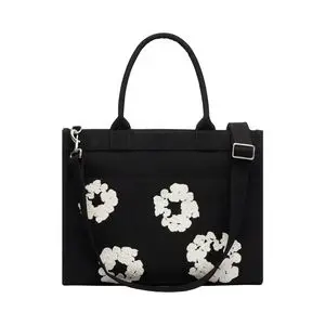 DENIM TEARS Cotton Wreath Canvas Tote Bag Large /white - Black