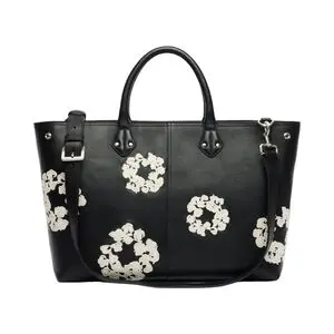 DENIM TEARS Cotton Wreath Leather Bag Large /white - Black
