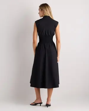 Quince Poplin Zip-front Midi Dress