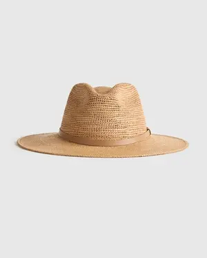 Quince Toquilla Straw Crochet Fedora Rustic Tan
