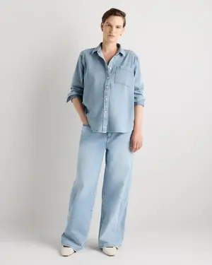 Quince Oversized Denim Maternity Shirt