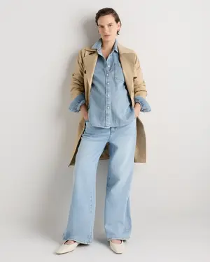 Quince Oversized Denim Maternity Shirt