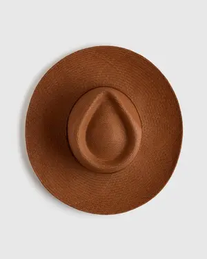 Quince Toquilla Straw Wide Brim Panama Hat - Chestnut Brown