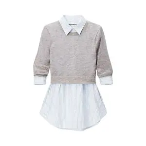 Alexander Wang Sheer Crewneck Button Up 'heather - Grey