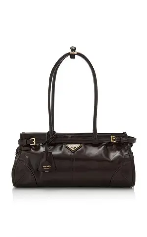 Prada Bonnie Leather Top Handle Bag - Brown