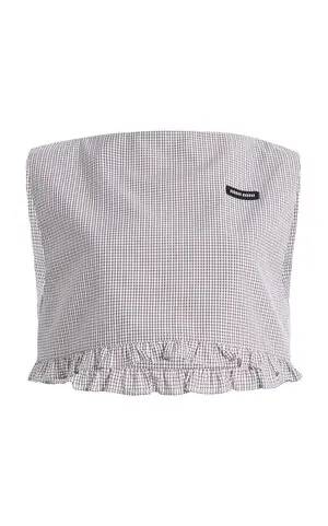 Miu Miu Checkered Cropped Cotton Top - Print
