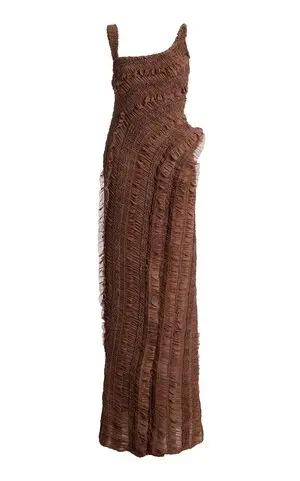 GEORGIA HARDINGE Renaissance Textured Organza Maxi Dress - Brown