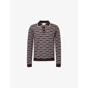 Casablanca Wordmark Long-sleeve Wool Polo Top