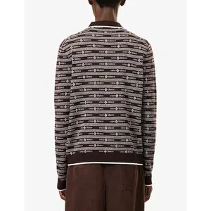 Casablanca Wordmark Long-sleeve Wool Polo Top