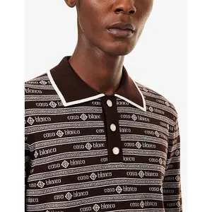 Casablanca Wordmark Long-sleeve Wool Polo Top