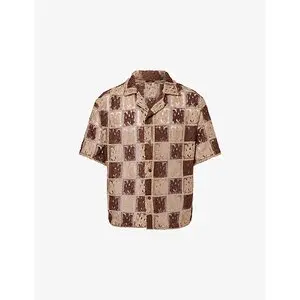 Amiri Check Lace Camp Crochet Shirt - Earth