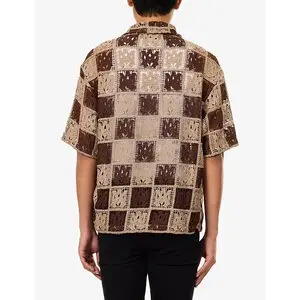 Amiri Check Lace Camp Crochet Shirt