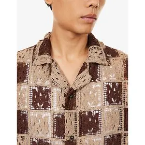 Amiri Check Lace Camp Crochet Shirt