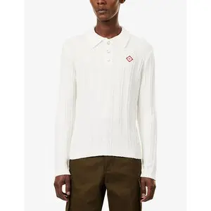 Casablanca Boucle Long Sleeve Cotton-blend Polo Shirt