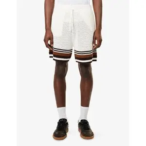 Casablanca Brand-print Crochet Cotton Shorts