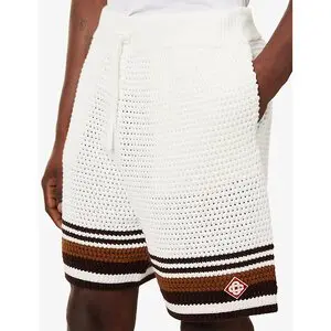 Casablanca Brand-print Crochet Cotton Shorts
