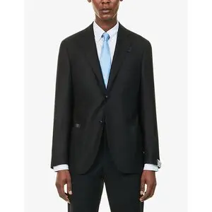 Corneliani Leather-tab Single-breasted Wool And Cashmere-blend Jacket