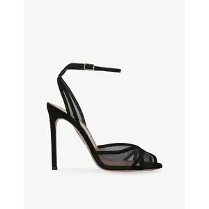 AQUAZZURA Shear 105 Suede Heeled Sandals - Black