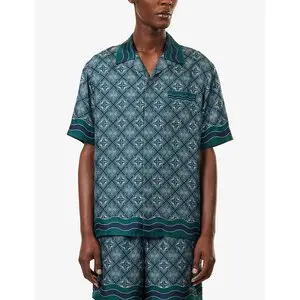 Casablanca Monogram Cuban-collar Silk Shirt