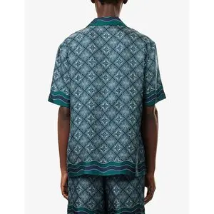 Casablanca Monogram Cuban-collar Silk Shirt