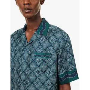 Casablanca Monogram Cuban-collar Silk Shirt