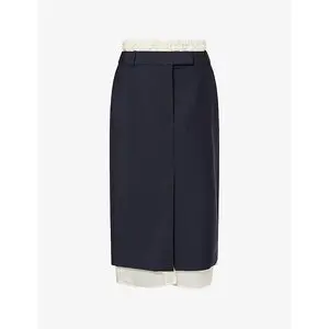 ROHE FRAMES Róhe Frames Wool-blend Midi Skirt - Navy