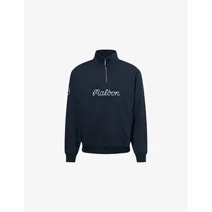 MALBON Collegiate Brand-print Cotton Jumper - Navy