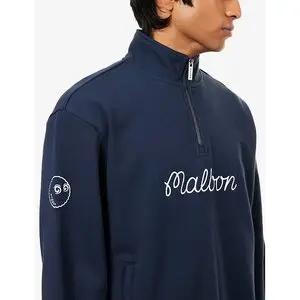 MALBON Collegiate Brand-print Cotton Jumper