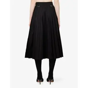 Sacai Belted Pleated Cotton-garbadine Midi Skirt - Black