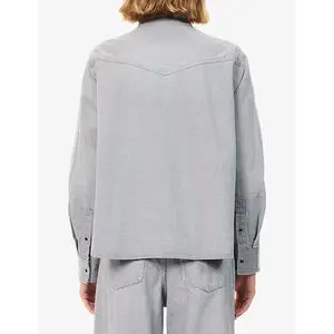 Sacai Contrast Panelled Denim And Cotton-knit Cardigan - Gray