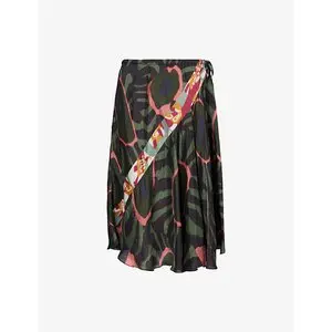 Dries Van Noten Sibanna Graphic-pattern Crepe Mini Skirt - Khaki
