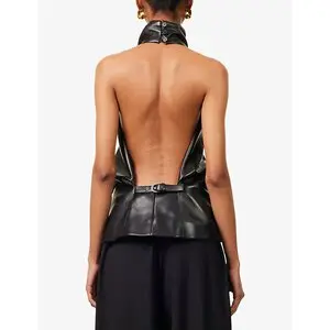 Khaite Rone Halter-neck Leather Top