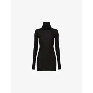 Rick Owens Long-sleeve Roll-neck Virgin-wool Top - Black
