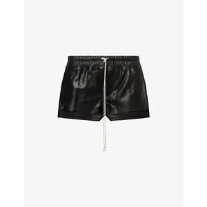 Rick Owens Fog Drawstring Leather Shorts - Black