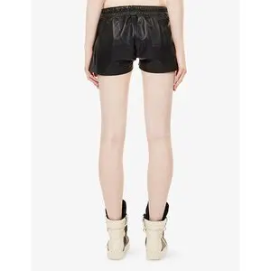 Rick Owens Fog Drawstring Leather Shorts