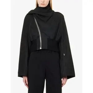 Rick Owens Scarf Flight Suede Bomber Jacket